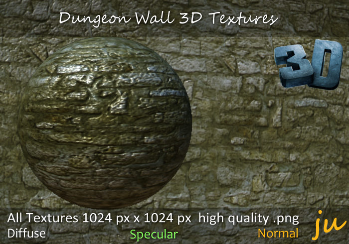 Second Life Marketplace - JU Dungeon Wall 3D Textures Full Perm