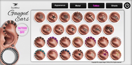 Second Life Marketplace - ^^Swallow^^ Gauged Ears /(Wear)