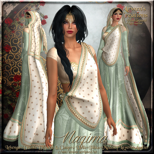 Second Life Marketplace - {AS} Nazima Rigged Mesh Gown: Mint Cream ...