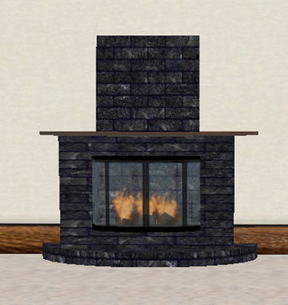 Second Life Marketplace - Wolfhaven Obsidian Brick Fireplace