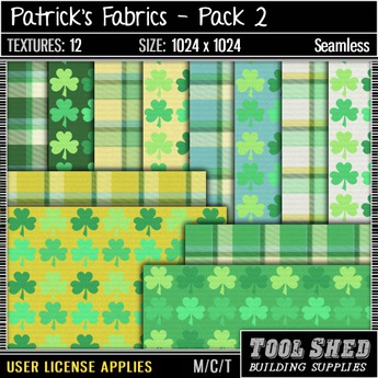 Second Life Marketplace - Tool Shed - Patrick's Fabrics - Pack 2 - St ...