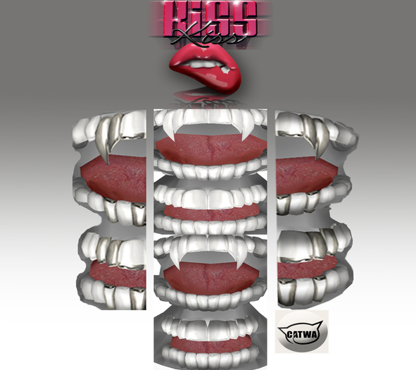Second Life Marketplace - KissKiss Catwa Platinum Grillz Fanged2-DEMO