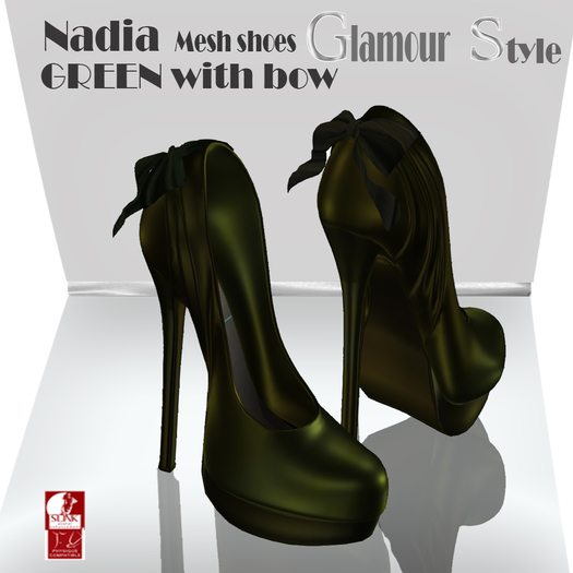 Second Life Marketplace - ! GS- NADIA GREEN MESH SHOES W/BOW