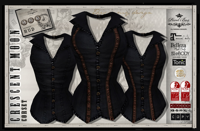 Second Life Marketplace - PIXEL BOX - Corset Crescent Moon mesh avatar ...