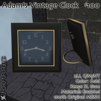 Second Life Marketplace - % Adam's Vintage Clock (gold) *MESH*