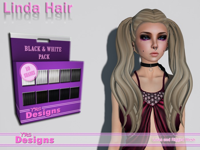 Second Life Marketplace - Linda Hair With Hud Black & Whites
