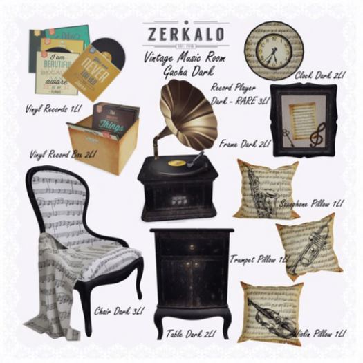 Second Life Marketplace - [ zerkalo ] Vintage Music Room - Saxophone Pillow