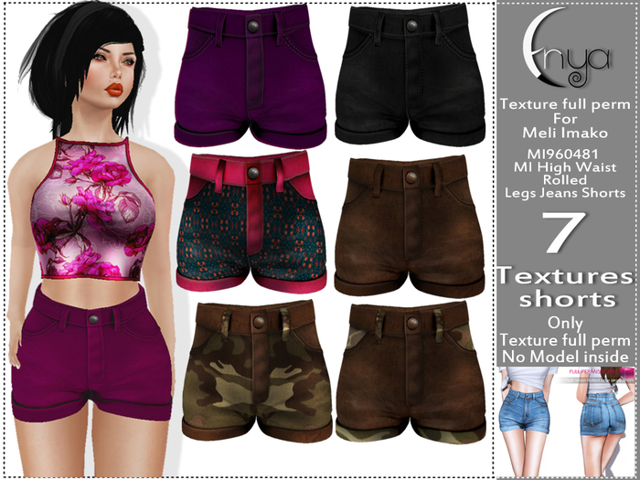 Second Life Marketplace - Enya-Texture-Mi High Waist rolled Jeans ...