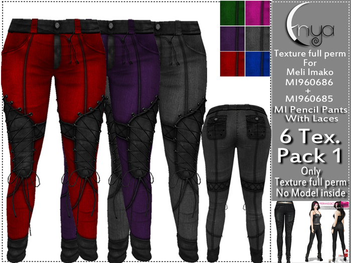 Second Life Marketplace - Enya-Texture-MI Pencil Pants With Laces-6 Tex ...