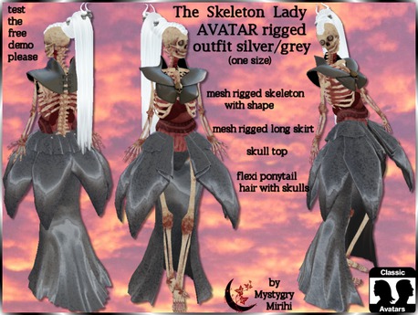 Second Life Marketplace - DEMO Avatar mesh rigged skeleton Lady outfit ...