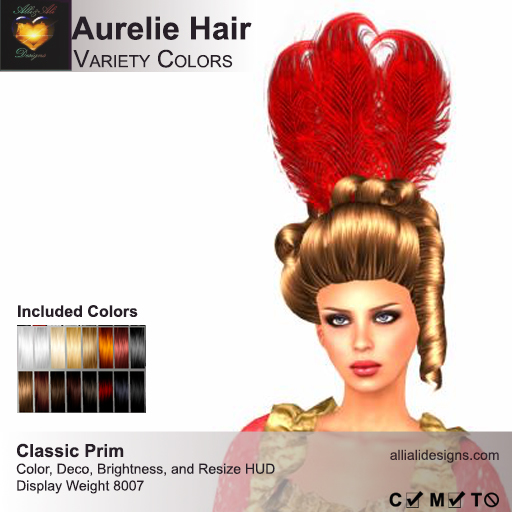 Second Life Marketplace - A&A Aurelie Hair Variety Colors Pack. Updo ...