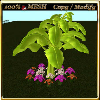 Second Life Marketplace - LW_ Mesh Banana Tree and Caladiums 3