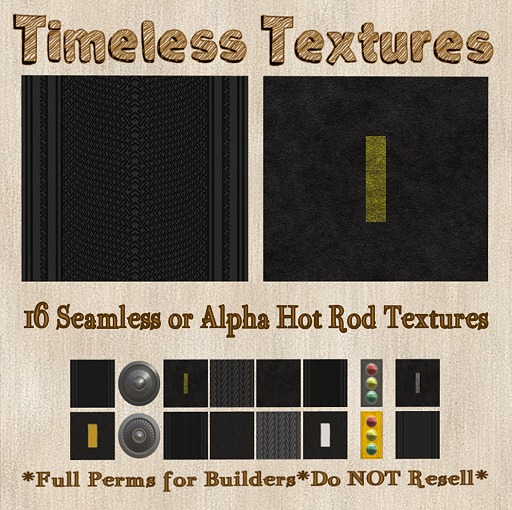 Second Life Marketplace - 16 Seamless or Alpha Hot Rod Timeless Textures