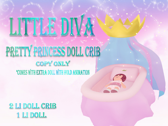 Second Life Marketplace - ~Little Diva~Pretty Princess Doll Crib