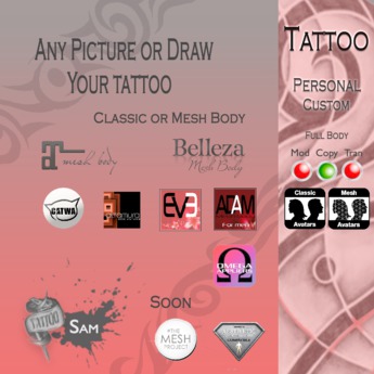 Second Life Marketplace - SAM TATTOOS LIVE ROCK