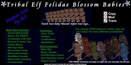 Second Life Marketplace - sh2 Tribal Elf Felidae Blossom Baby Right v2.0