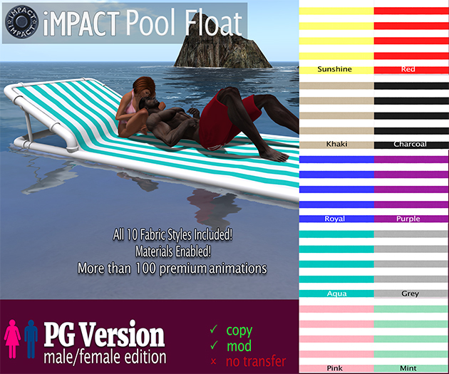 Second Life Marketplace - iMPACT! Pool Float PG MODEL (M/F) w/ 32 Solos ...