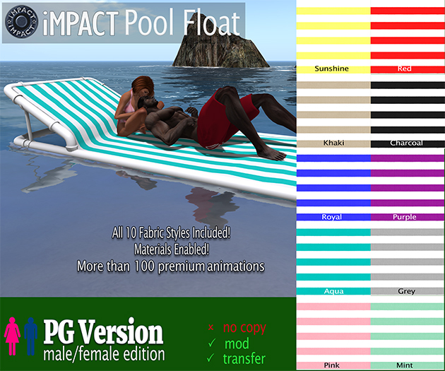 Second Life Marketplace - iMPACT! Pool Float PG MODEL (M/F) w/ 32 Solos ...