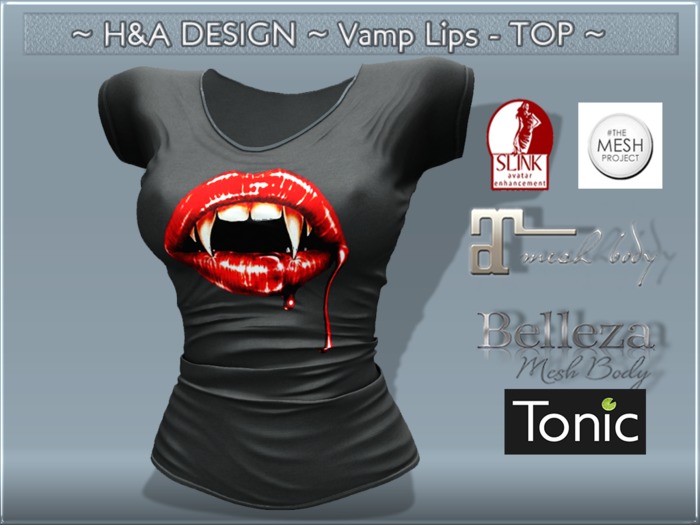 Second Life Marketplace - [H&A Designs]-Vamp Lips Top Maitreya Lara ...
