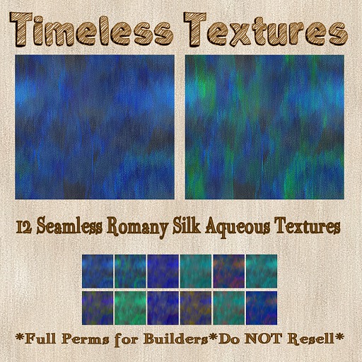Second Life Marketplace - 12 Seamless Romany Silk Aqueous Timeless Textures