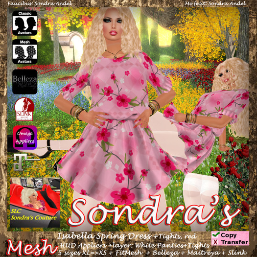 Second Life Marketplace - *Sondra's Isabella Spring Dress red