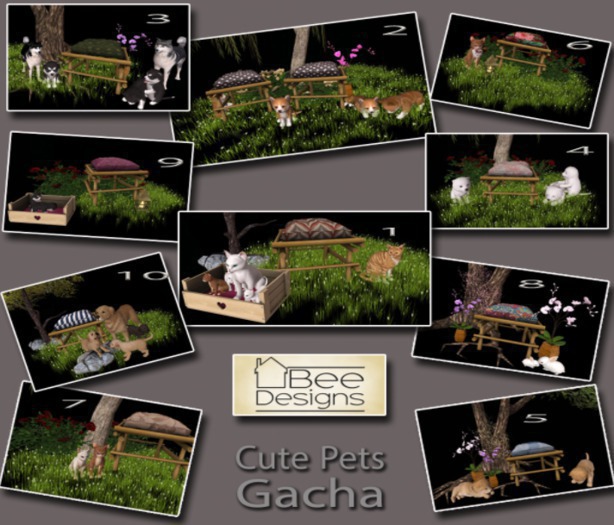 Second Life Marketplace - .:Bee designs:. Cute Pets Gacha 2 RARE