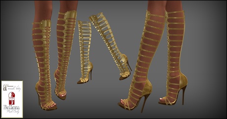 Second Life Marketplace - Birgit Mai's High Heel Gladiator Boots Gold ...