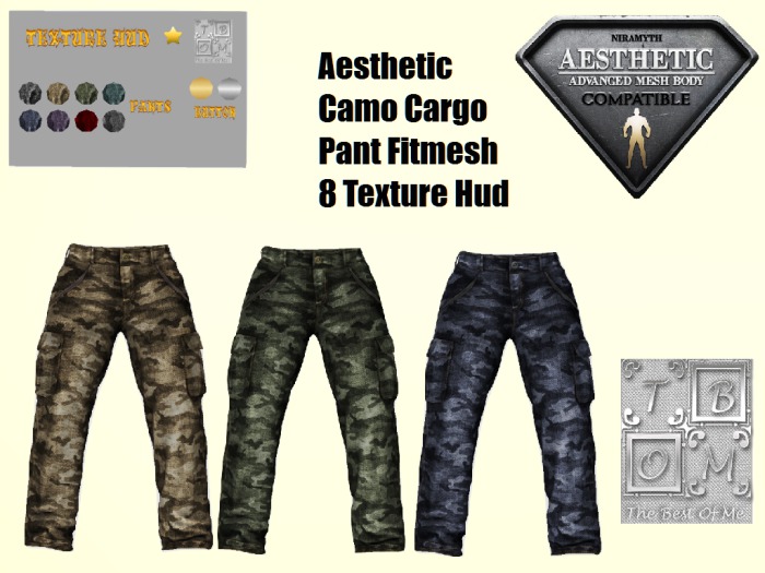 Second Life Marketplace - Aesthetic Camo Cargo Pant 8 Texture Hud