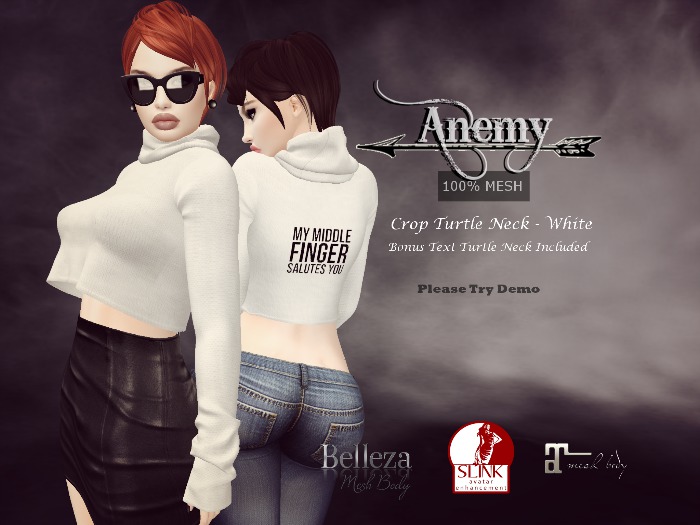 Second Life Marketplace - Anemy Crop Turtle Neck - Middle Finger Salute ...