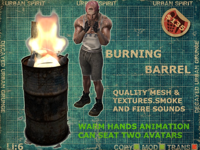 Second Life Marketplace - ~UrBaN SpIrIt~ Burning Barrel