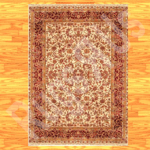 Second Life Marketplace - Rug - Floral - Gold - Burgundy - 001