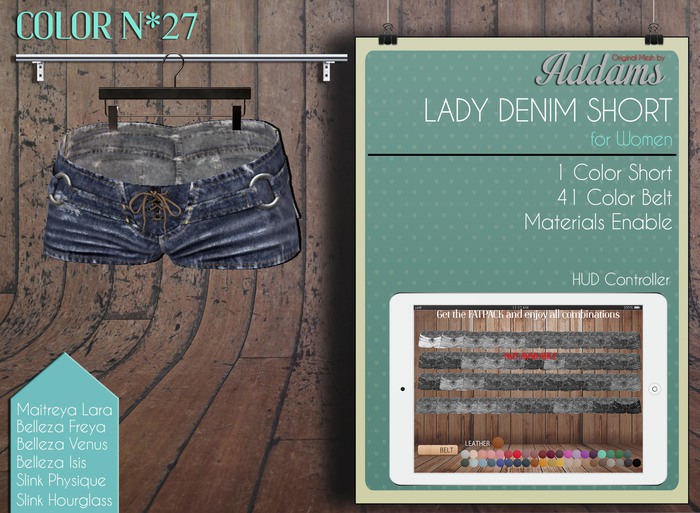 Second Life Marketplace - Addams Womens Denim Shorts -Maitreya, Belleza ...