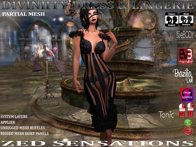 Second Life Marketplace - Zed Sensations*.Divinity dress black :: lolas ...