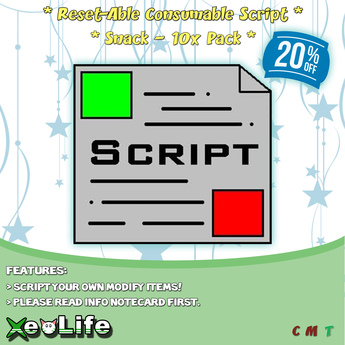 Second Life Marketplace - *XeoLife* Reset-Able Consumable Script - Snack 10x (20% Off)