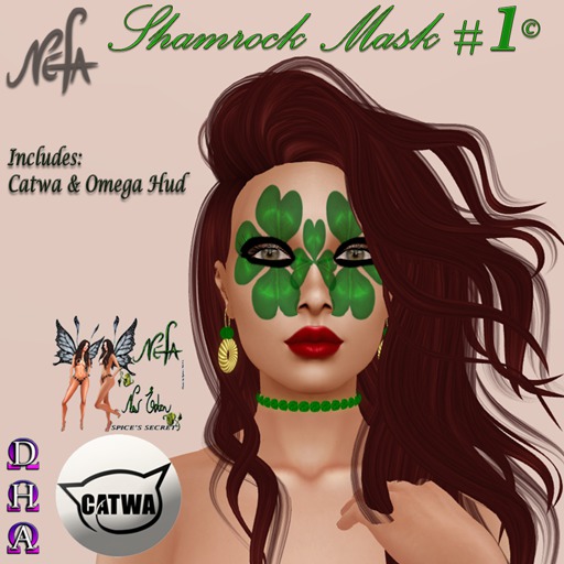 Second Life Marketplace - NEFA 104 Shamrock Mask © #1 - Catwa & Omega Hud