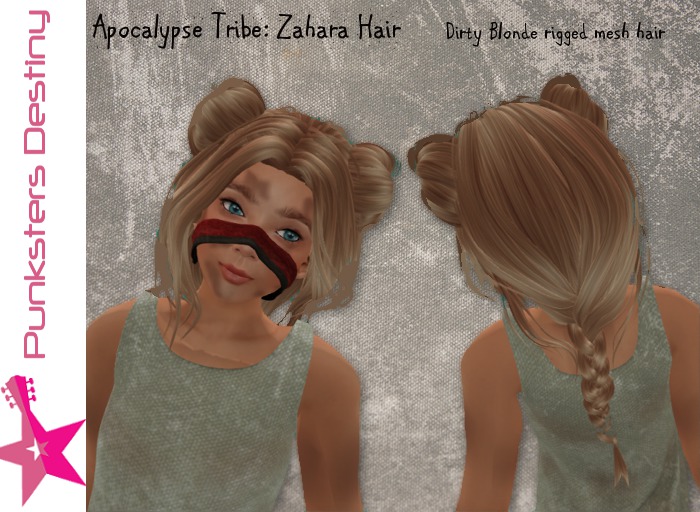 Second Life Marketplace - *PD* Apocalypse Tribe: Zahara Hair - Dirty Blonde