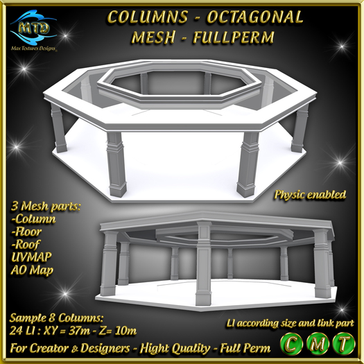 Second Life Marketplace - COLUMNS - OCTAGONAL - MESH - FULLPERM