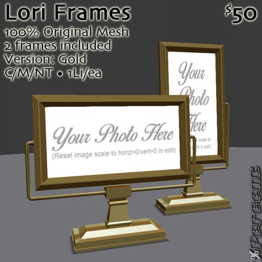 Second Life Marketplace - % Lori Frames (gold) *MESH*