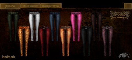 Second Life Marketplace - Steelhead Decade Skinny Leather Pants [Wear ...