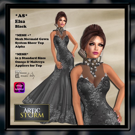 Second Life Marketplace - Elsa Black MESH Gown