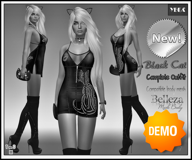 Second Life Marketplace Ydea Black Cat Outfit Demo