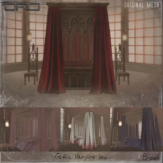 Second Life Marketplace - -DRD- Gothic Vampire Bed Set - Brown - PG