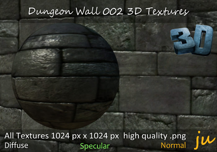 Second Life Marketplace - JU Dungeon Wall 002 3D Textures Full Perm
