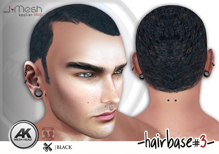 Second Life Marketplace - [i.mesh] - Hairbase#3 BLACK (hud) - AKERUKA ...