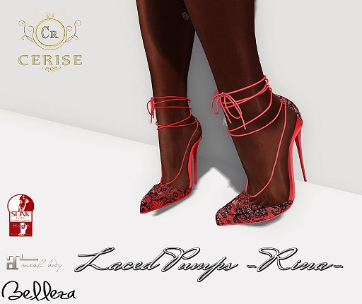 Second Life Marketplace - ::Cerise:: Laced Pumps RED LACE