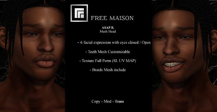 Second Life Marketplace - [F.M] ASAP R. Mesh Head