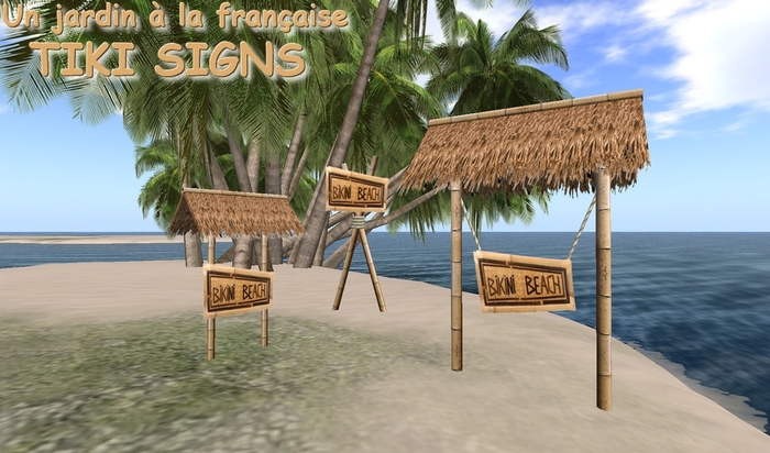 Second Life Marketplace - BIKINI BEACH SIGNS - tiki signs