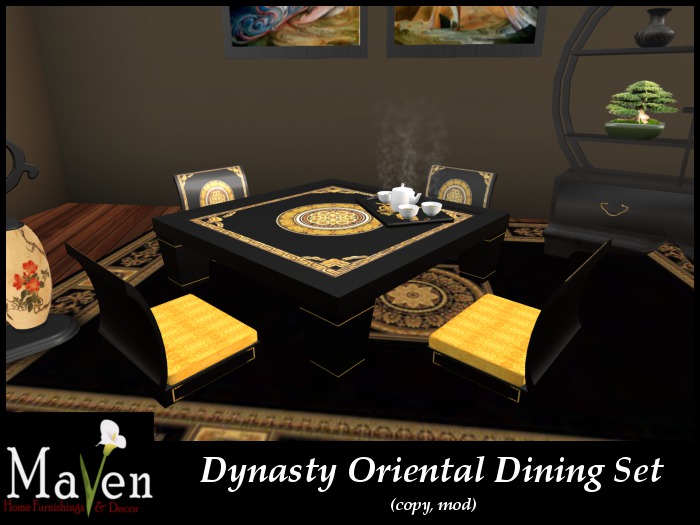 Second Life Marketplace - Dynasty Oriental Asian Dining Set - Table ...
