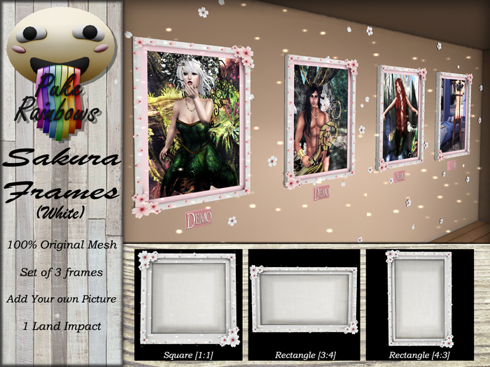 Second Life Marketplace - [PR] Sakura Frames - White (Boxed)