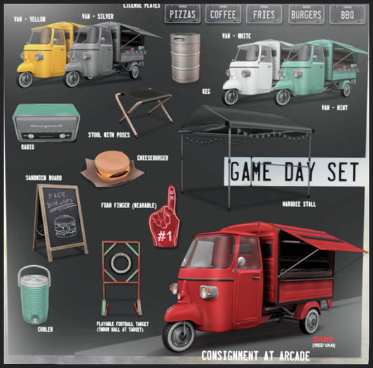 Second Life Marketplace - CON - CONSIGNMENT GAME DAY SET FULL COMPLETE